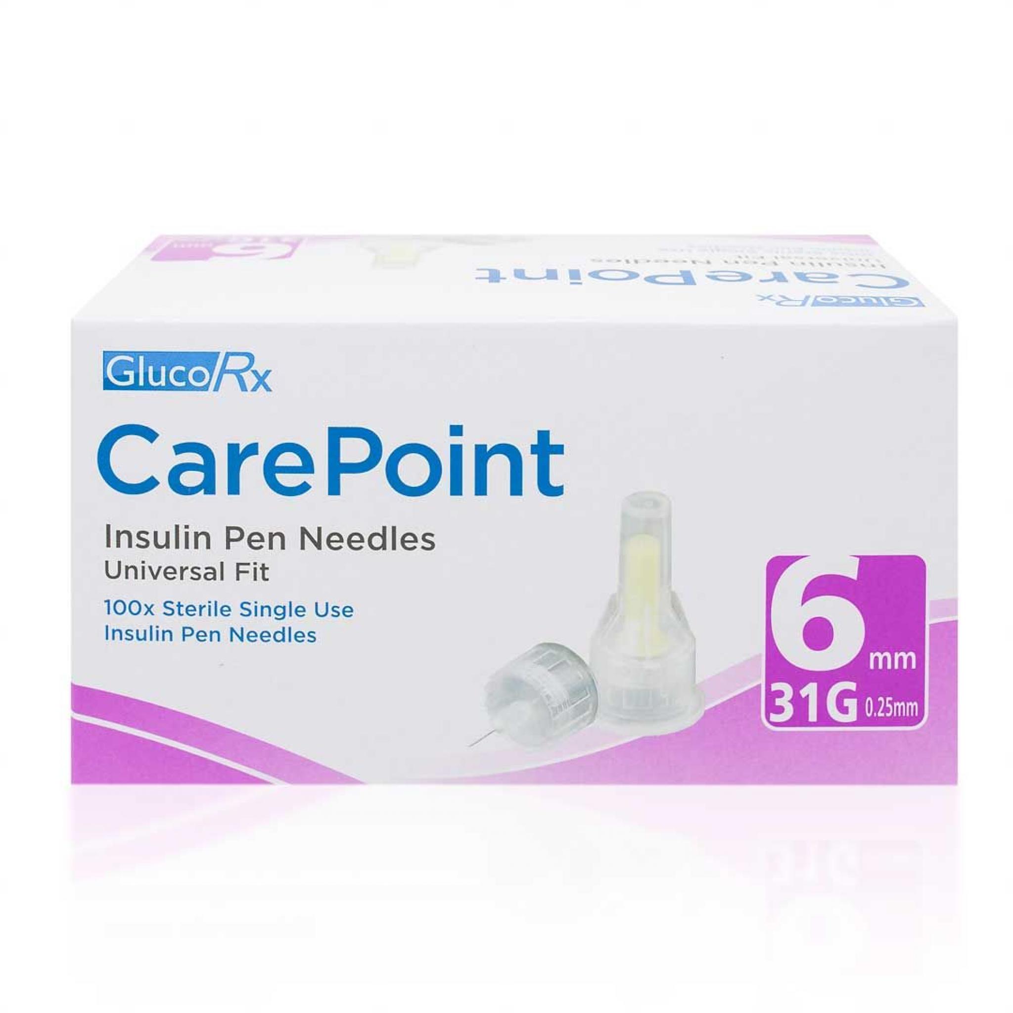 GLUCORX CAREPOINT NEEDLES 6MM/31G X 100